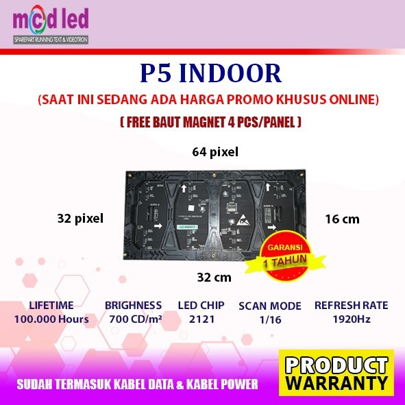 Jual PANEL MODUL MODULE P5 RGB FULL COLOR INDOOR SMD CAILIANG | Shopee ...