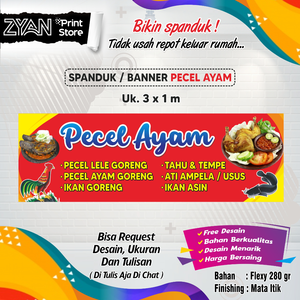 Jual SPANDUK BANNER PECEL AYAM | Shopee Indonesia