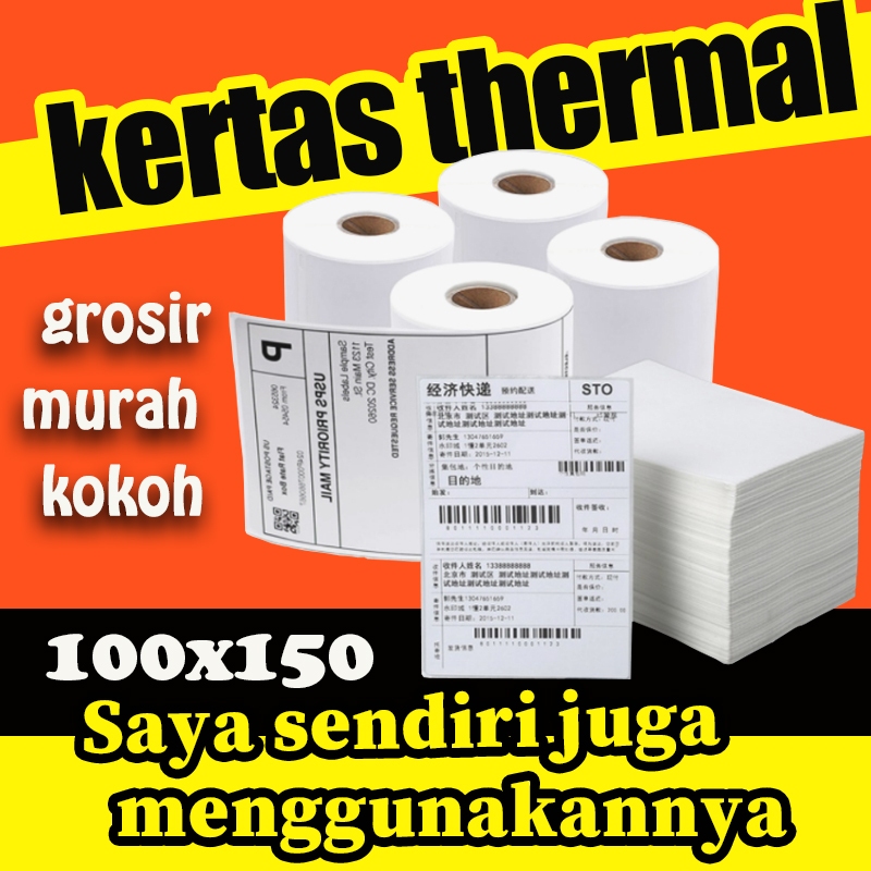 Jual kertas thermal 100x150 Sticker Label ISI 500 pcs Label Kertas Tidak Luntur Lem Kuat mura ...