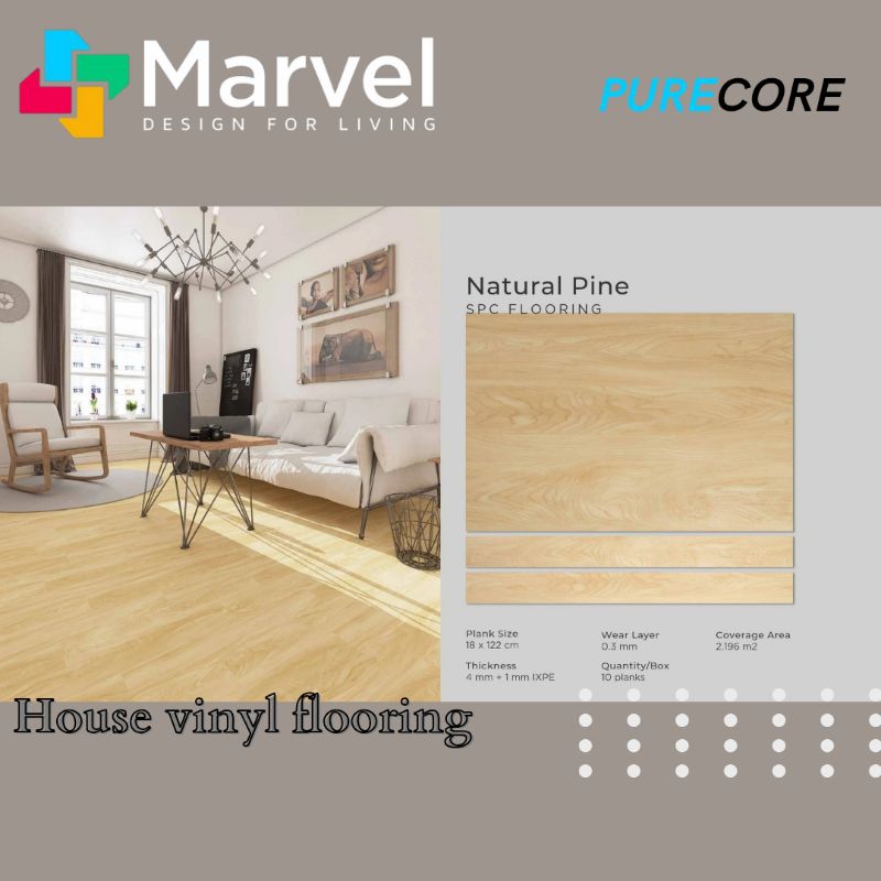 Jual lantai kayu spc flooring marvel PURECORE tebal 5mm natural pine ...