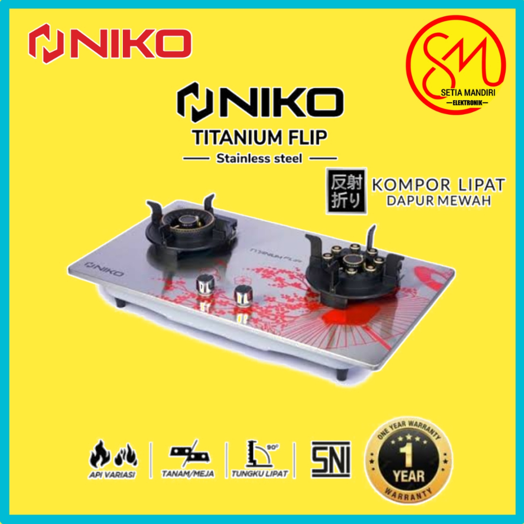 Jual NIKO Kompor Gas Tanam 2 Tungku Lipat Stainless Steel Titanium Flip ...