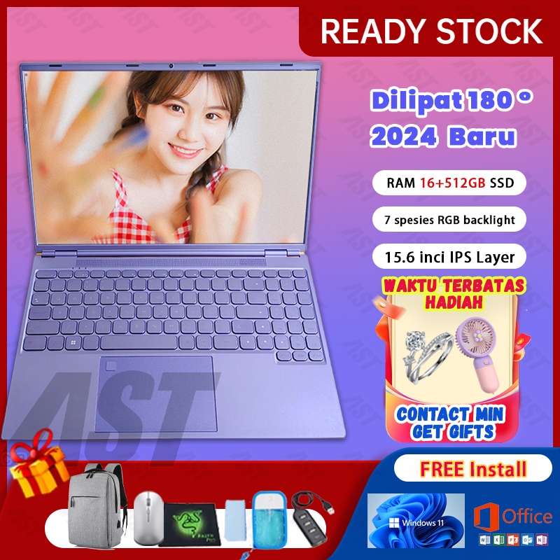 Jual AST laptop ungu/hitam baru ori gaming Intel N95 ram16g+512gb ssd ...