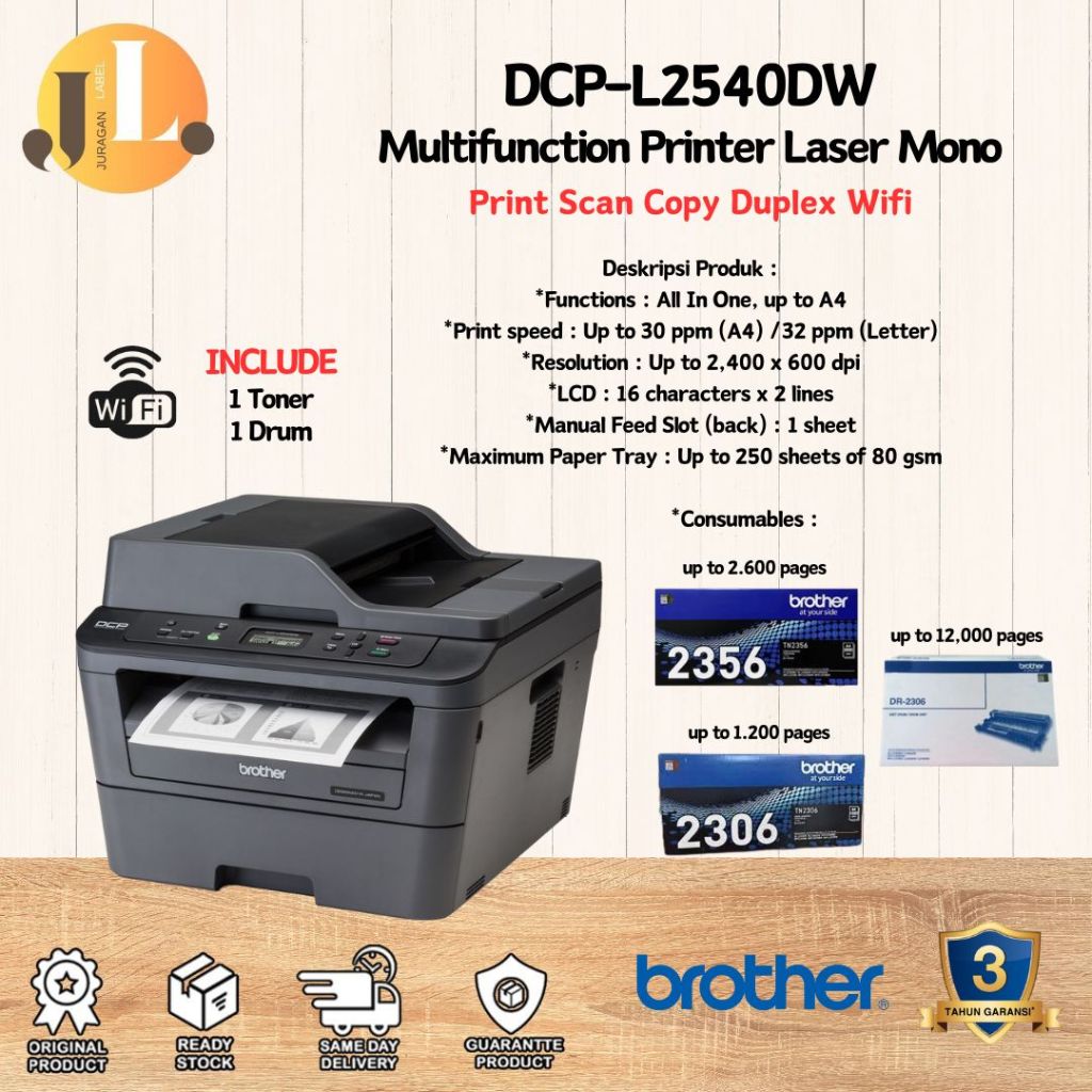 Jual Printer Brother DCP-L2540DW Laser Mono All In One L2540 Duplex Wifi Garansi Resmi | Shopee ...