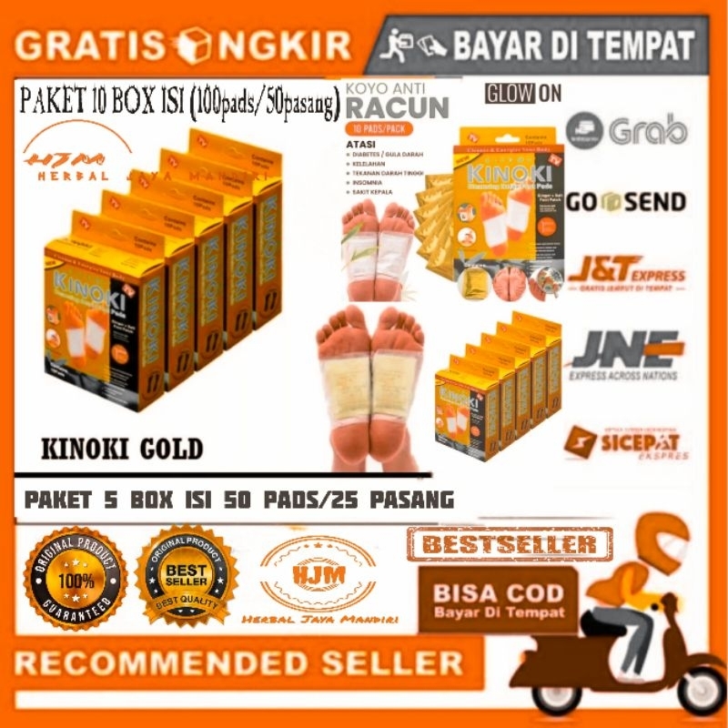 Jual PAKET 10 BOX ISI 100 PADS/50 PASANG | KINOKI GOLD DETOX KAKI FOOT ...