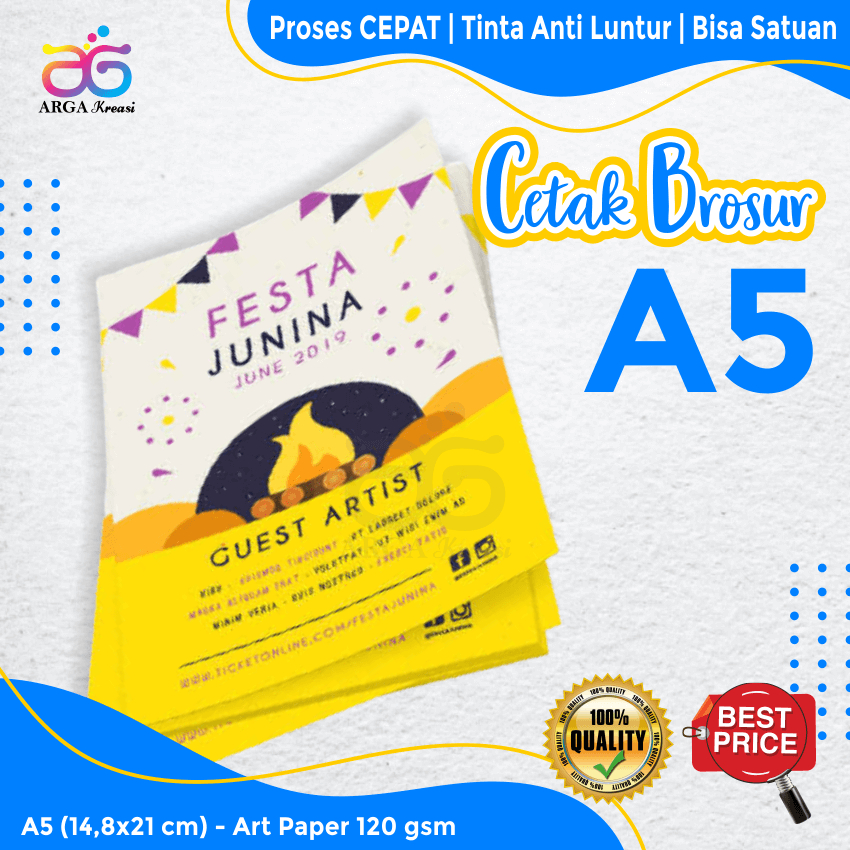 Jual Cetak Brosur A5 Murah Custom 1 Sisi / 2 Sisi Art Paper 120 gsm ...