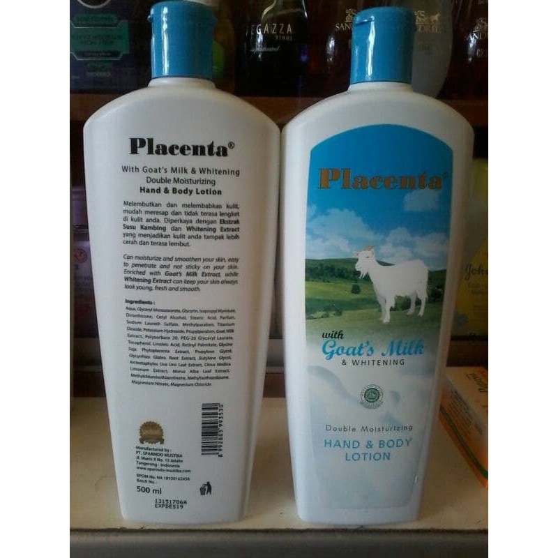 Jual PLASENTA UV-WHITENING HAND BODY LOTION GOATS MILK 500 ML BOTOL ...