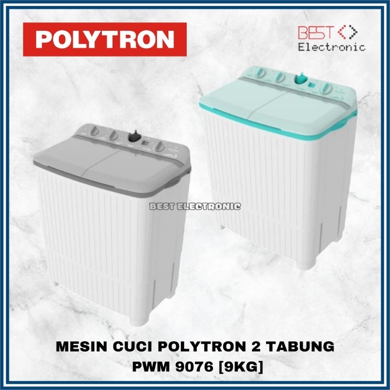 Jual MESIN CUCI 2 TABUNG 9KG POLYTRON PWM 9076 PWM9076 PWM-9076 ...
