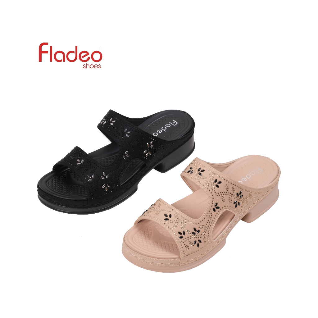 Jual Fladeo C24/LDJ409-2BG/Sandal Wedges Slide Wanita [ Wedges Sandals ...