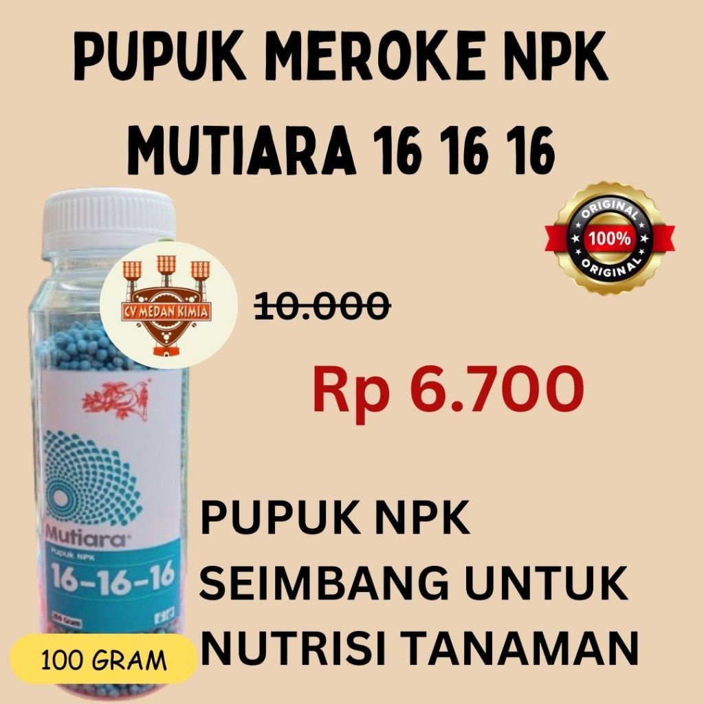 Jual Pupuk Meroke NPK Mutiara 16 16 16 Repack 100 Gr / Pupuk Sumber ...