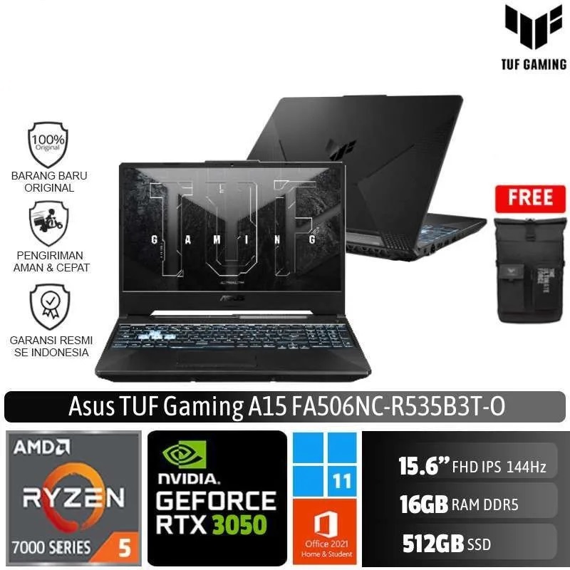 Jual ASUS TUF FA506NC R535B3T-O Ryzen 5 7535HS 16GB 512GB RTX3050 4GB ...