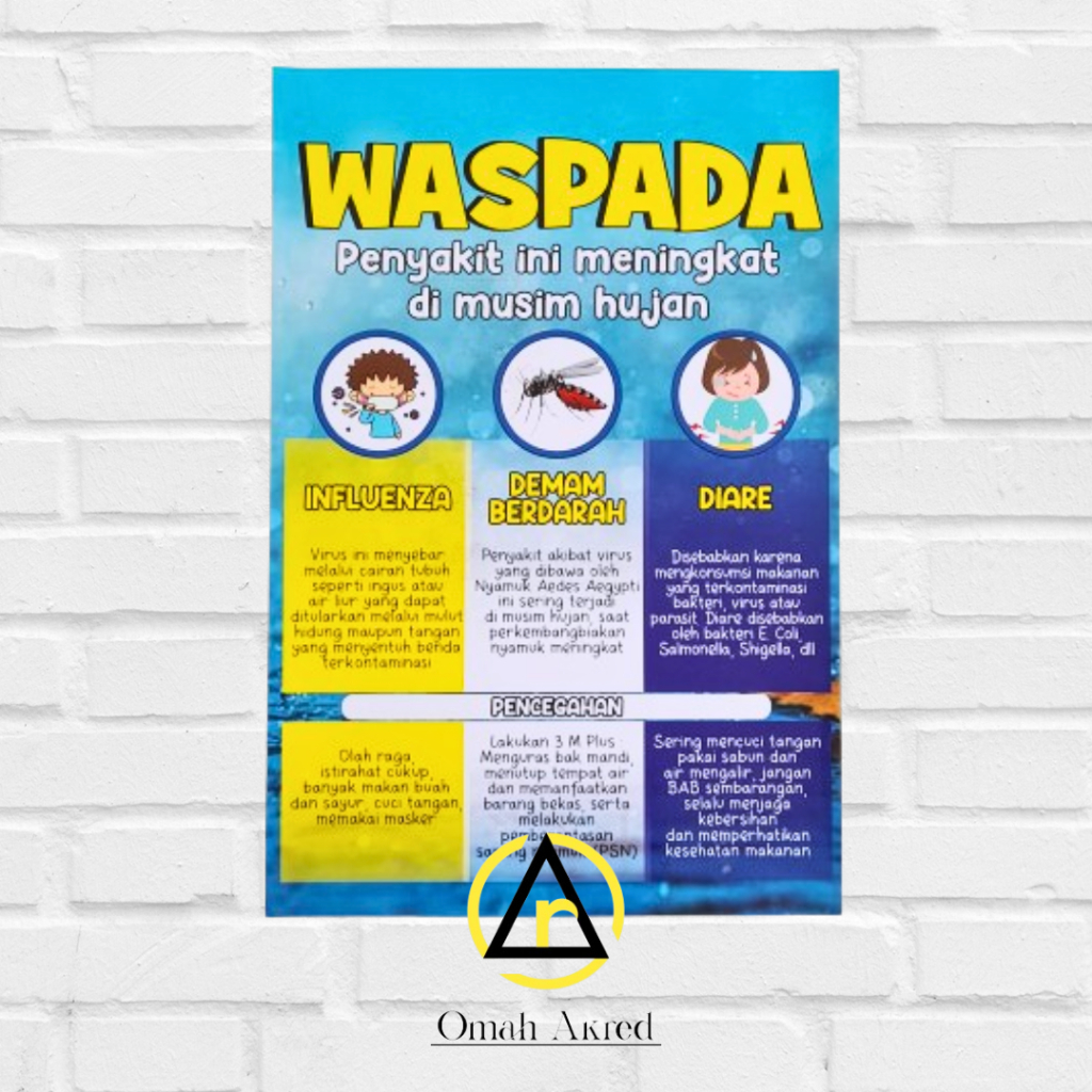 Jual Poster Waspada Penyakit Meningkat Dimusim Hujan - Influenza ...