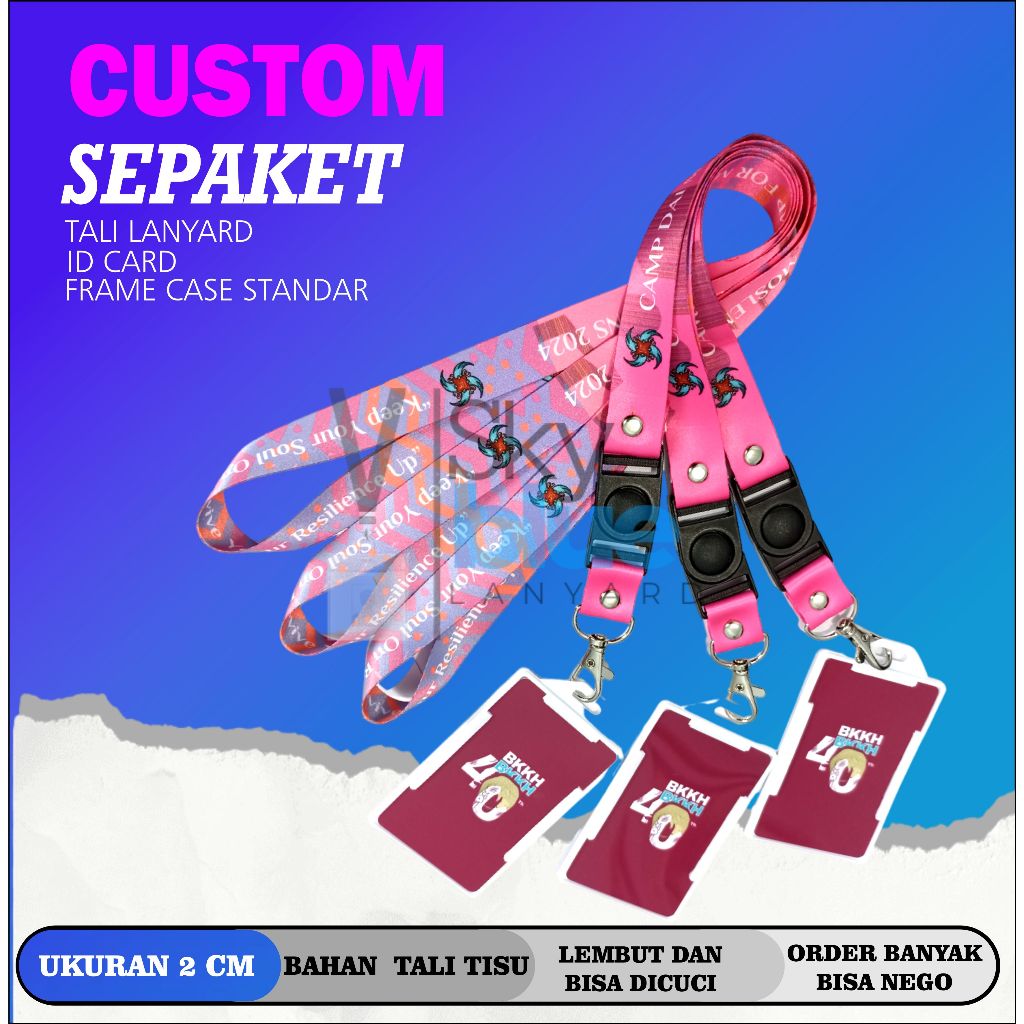 Jual SATU PAKET LANYARD 2 CM ID CARD DAN FRAME CASE STANDAR | Shopee ...