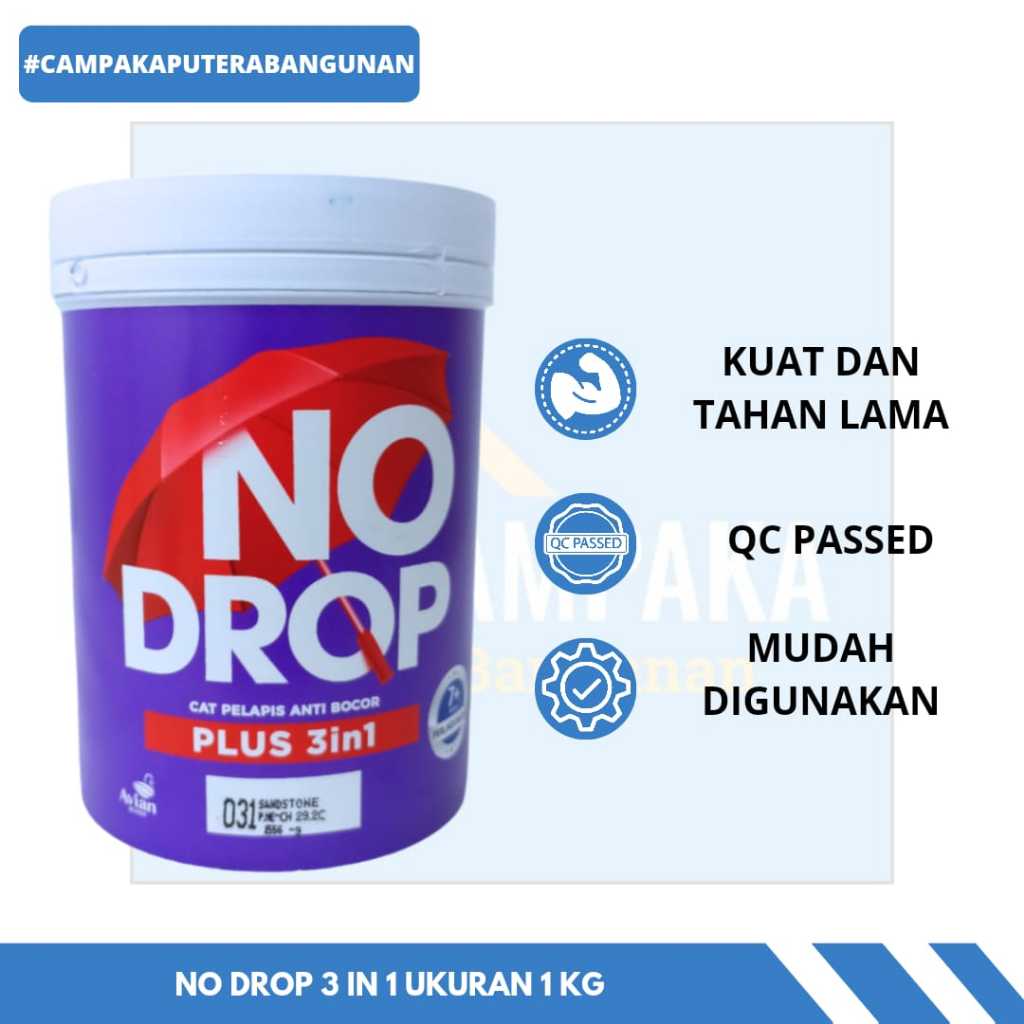 Jual Cat Tembok No Drop Plus 3in1 berat 1KG 17 Warna | Shopee Indonesia