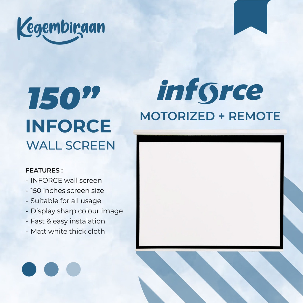 Jual Wall Screen Projector 150" Motorized Remote Layar Proyektor 150 ...