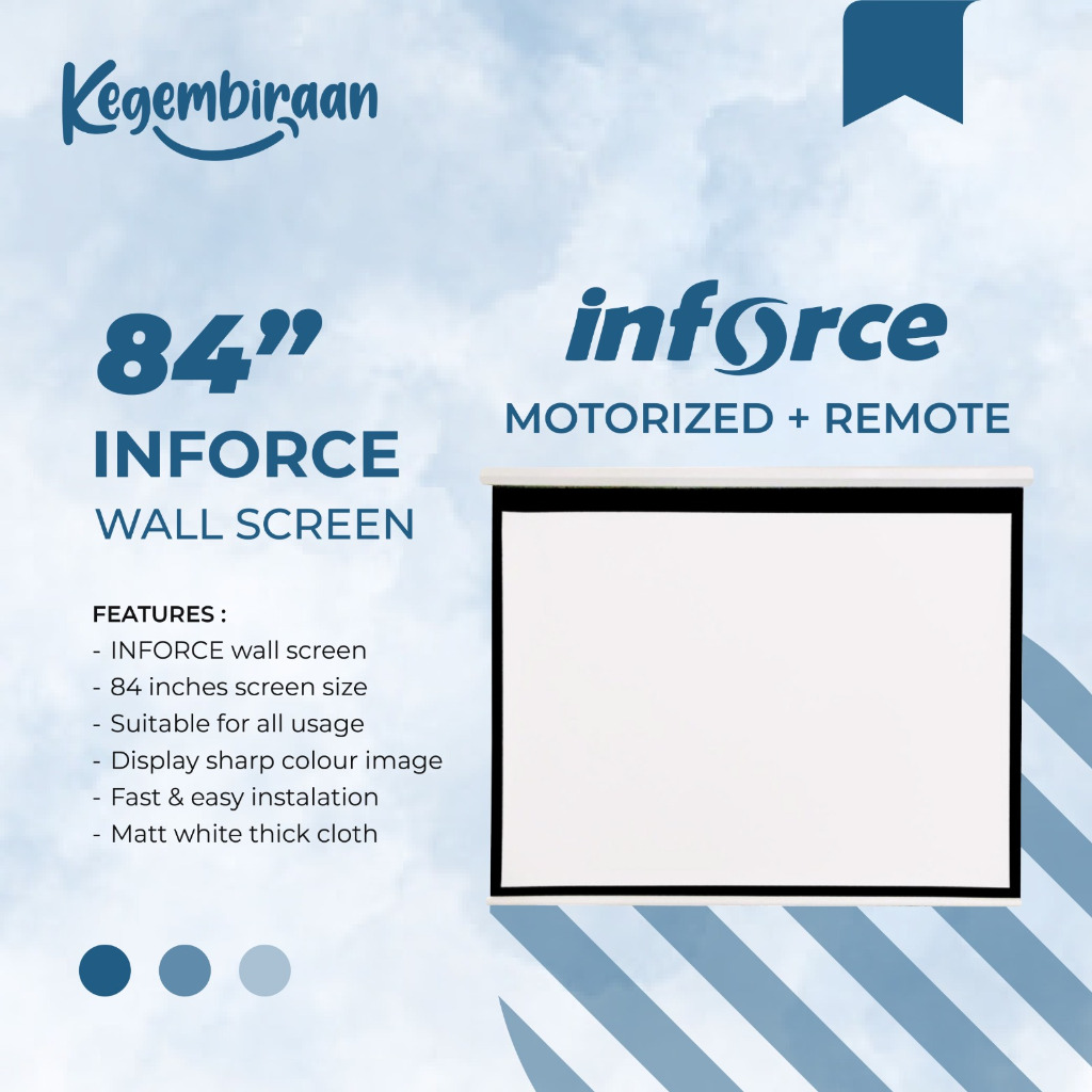 Jual Wall Screen Projector 84" Motorized Remote Otomatis Proyektor 84 ...