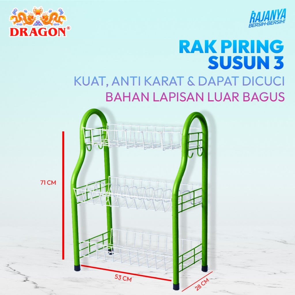 Jual Rak Piring Vinyl 3 Susun - Rak Piring Dragon - Rak Piring Susun ...
