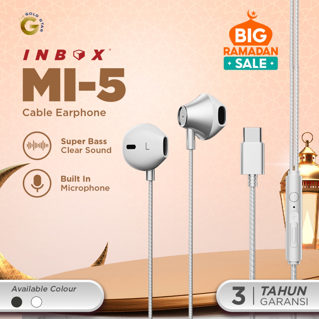 Jual Headset Inbox MI-5 Audio Type-C Extra Bass | Earphone Kabel Stereo ...