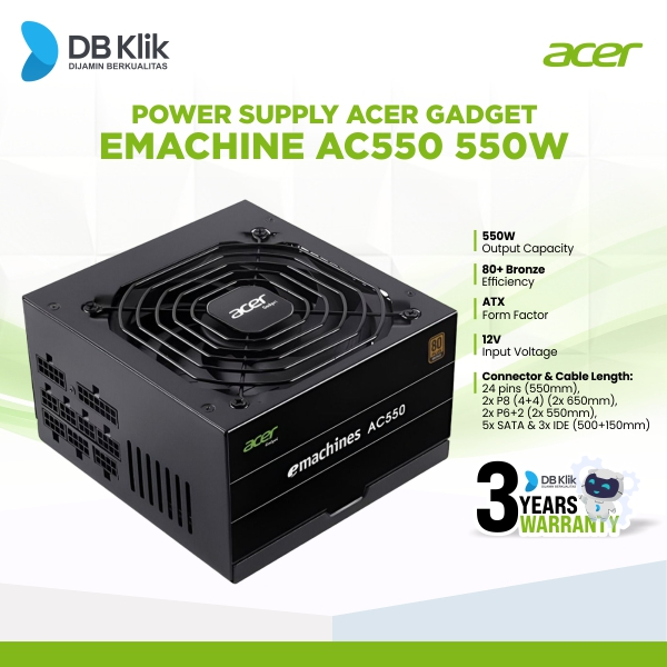 Jual Power Supply Emachine Acer Gadget AC550 550W 80+ Bronze Modular AC ...