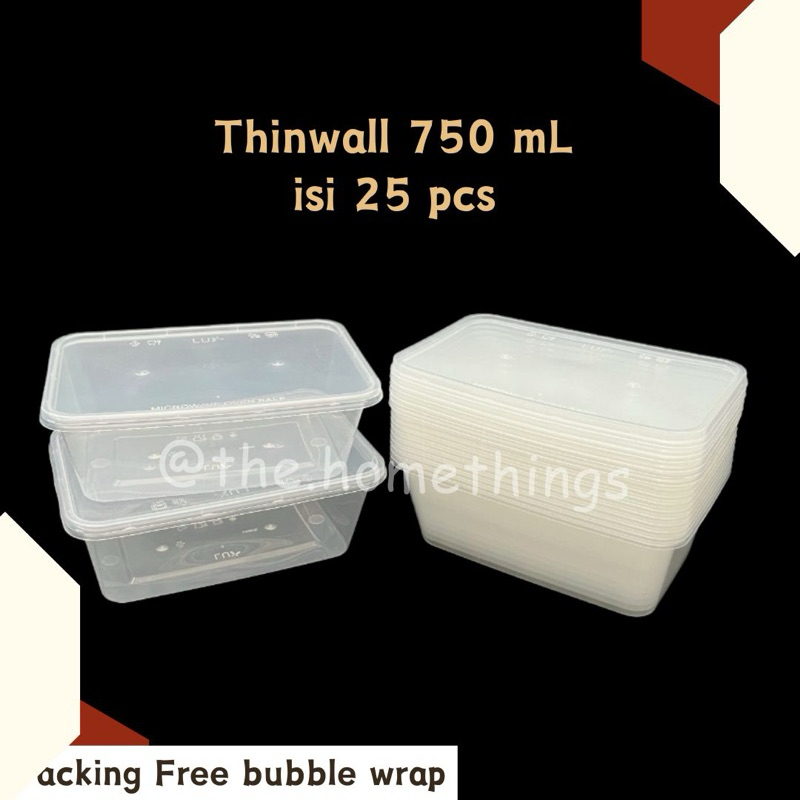 Jual THINWALL 750ML FOOD COUNTAINER - ISI 25 PCS / TEMPAT MAKAN PLASTIK / WADAH MAKAN / KOTAK ...