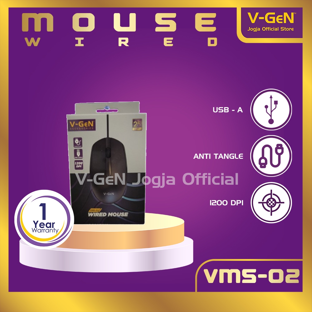 Jual Mouse V-GeN VMS-02 1200 DPI Mouse Kabel PNP USB Cable | Shopee ...