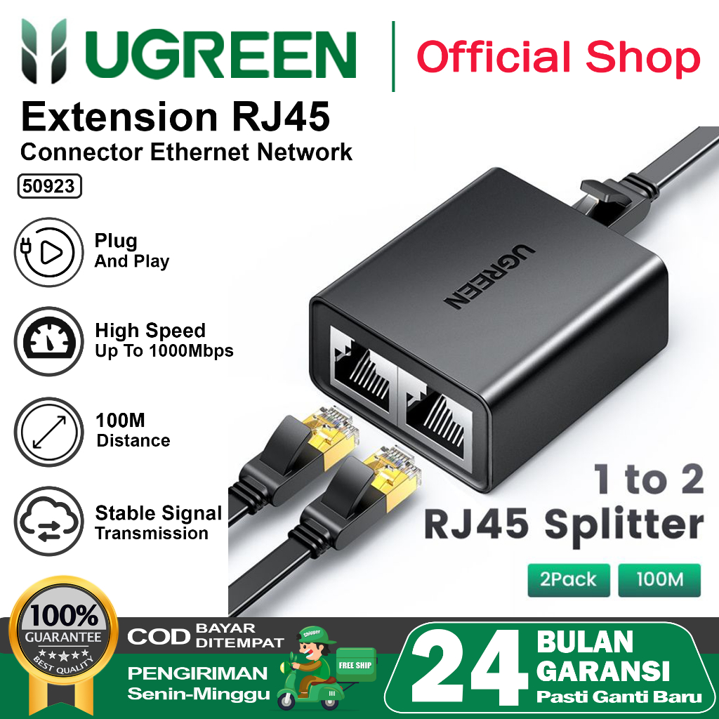 Jual UGREEN Barel RJ45 Konektor Sambungan Kabel Lan RJ45 Anti Petir ...