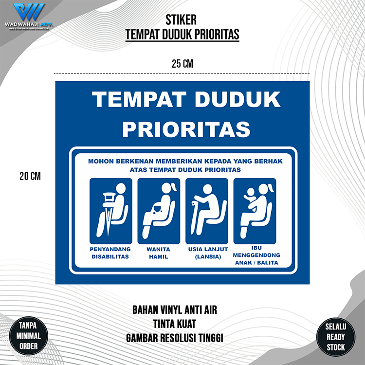 Jual Stiker Kursi Prioritas | tempat duduk Prioritas | Petunjuk bahan ...