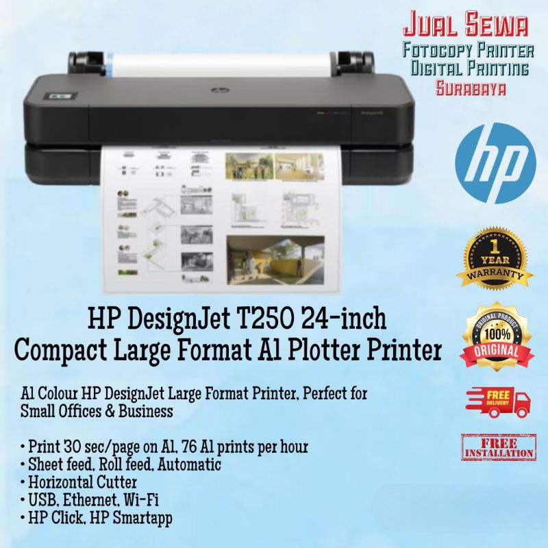 Jual Printer HP DesignJet T250 24 inch Compact Large Format A1 Plotter ...