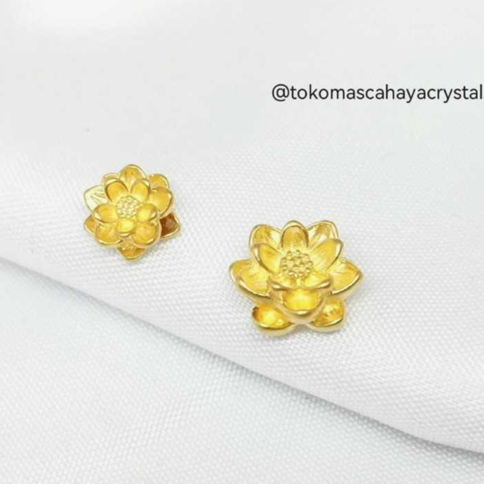 Jual Charm Lotus / Bunga Teratai Emas Asli 24K HK Hongkong 999% (Ukuran ...