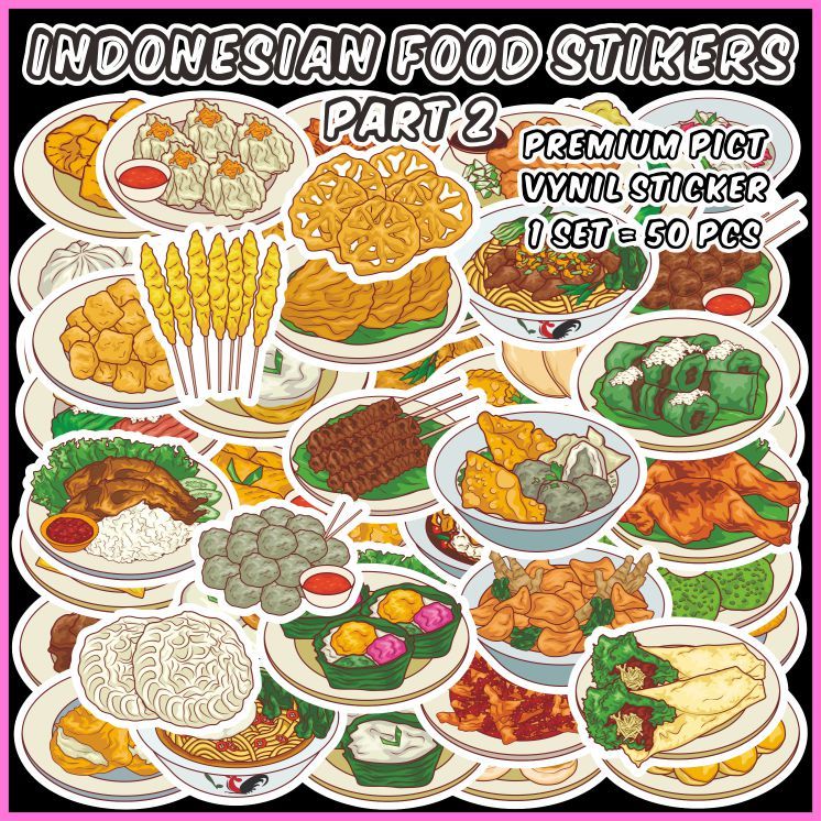 Jual [1 pack] indonesian Food Stickers 2 (Stiker Makanan Indonesia 2 ...
