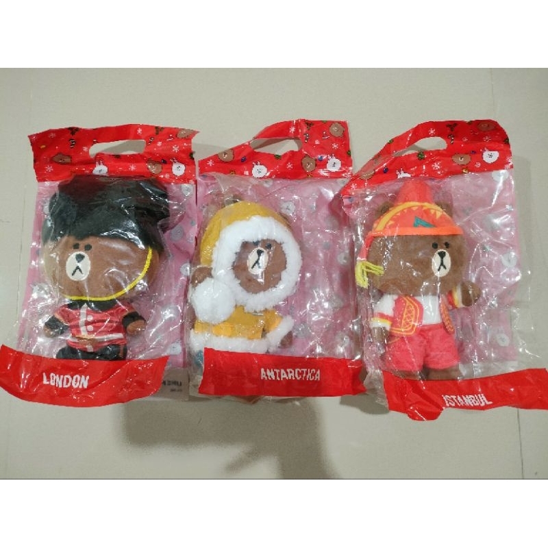 Jual 1 SET Boneka Brown Antarctica, London, Instabul Line Friends ...