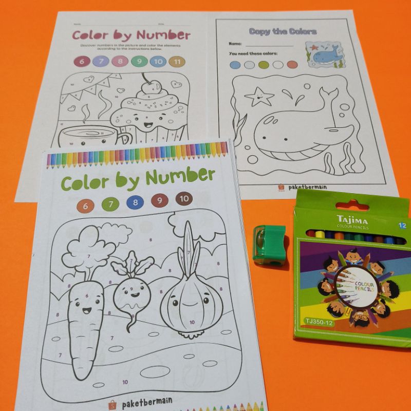 Jual 40 Lembar Mewarnai Color By Number, Ukuran kertas A5 80gsm ...
