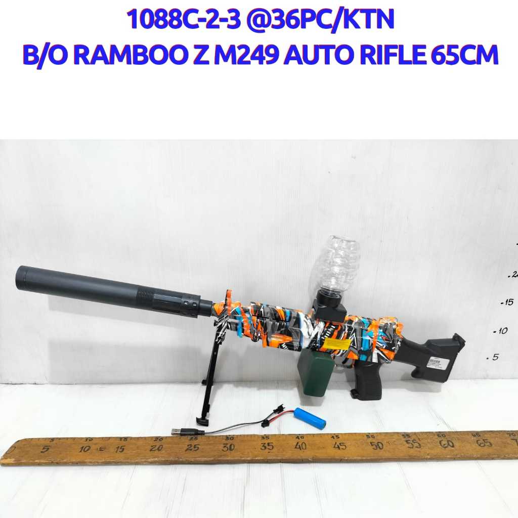 Jual 1088C-2-3 Rambo Z M249 Auto Rifle Mainan Anak Peluru Gell | Shopee Indonesia