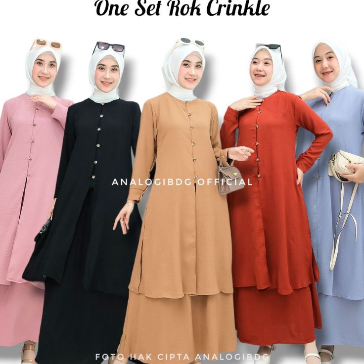 Jual Official Shop ANALOGI One Set Rok Muslimah Crinkle Airflow Turkey ...
