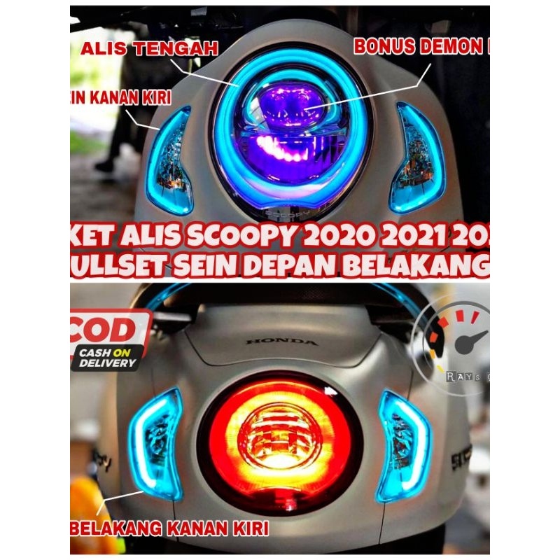 Jual LAMPU ALIS NEW SCOOPY 2020 -2023 / PAKET 1SET ALIS DAN SEIN GRATIS DEMON/DEVIL EYES DRL ...