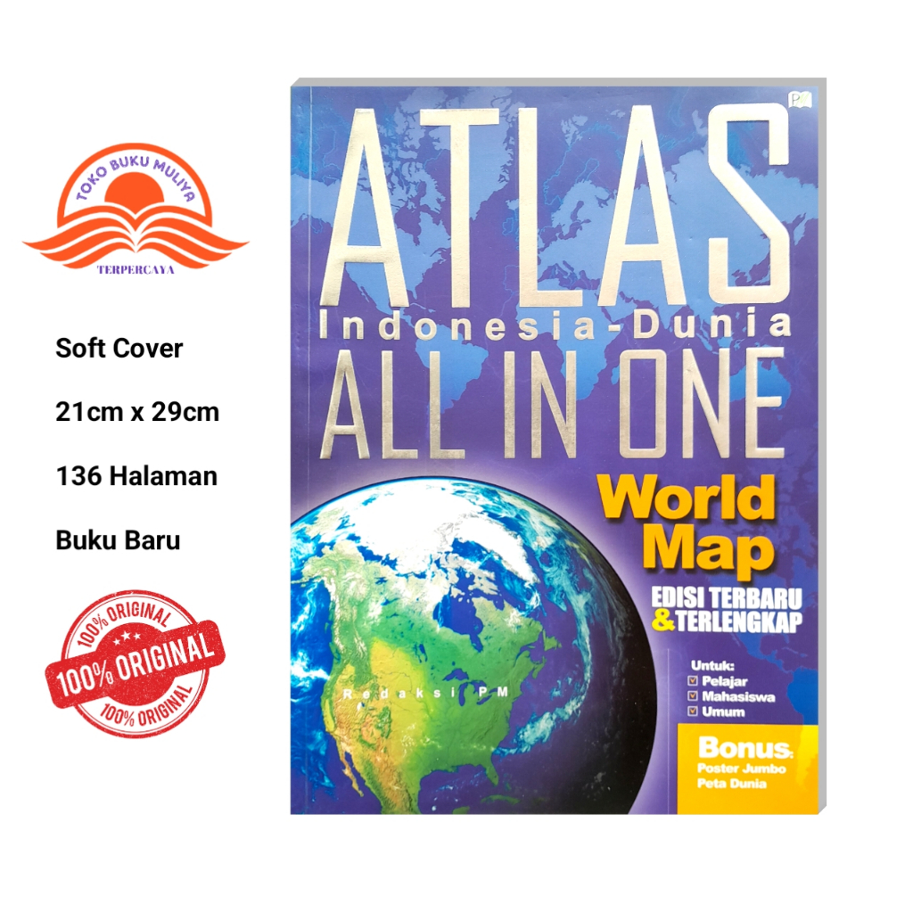 Jual Buku ATLAS Indonesia - Dunia All In One World Map | Shopee Indonesia