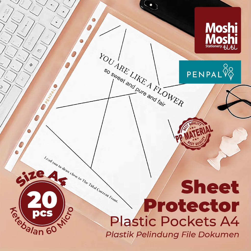 Jual Sheet Protector A4 PP Pockets Plastik Map Kertas File Dokumen 20 ...