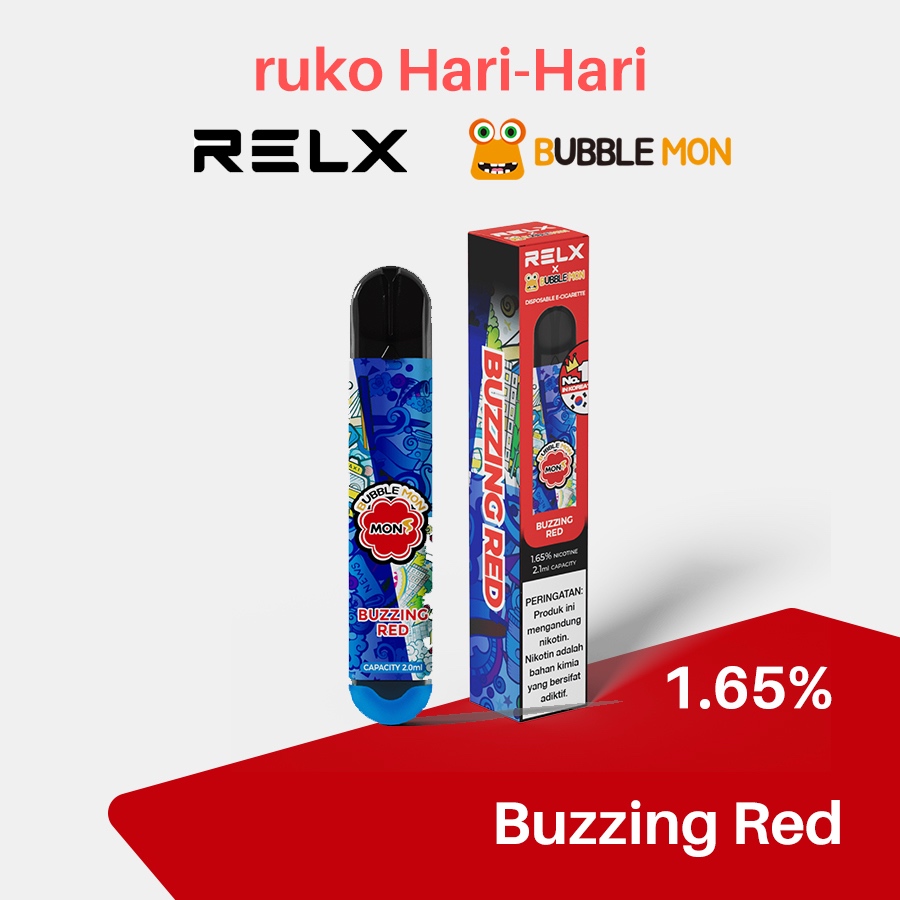 Jual BUZZING RED (1.65%) - Disposable Vape RELX BUBBLEMON | Shopee ...