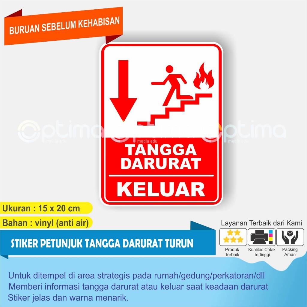 Jual CETAK STIKER TANGGA DARURAT KELUAR SAAT KEBAKARAN | Shopee Indonesia