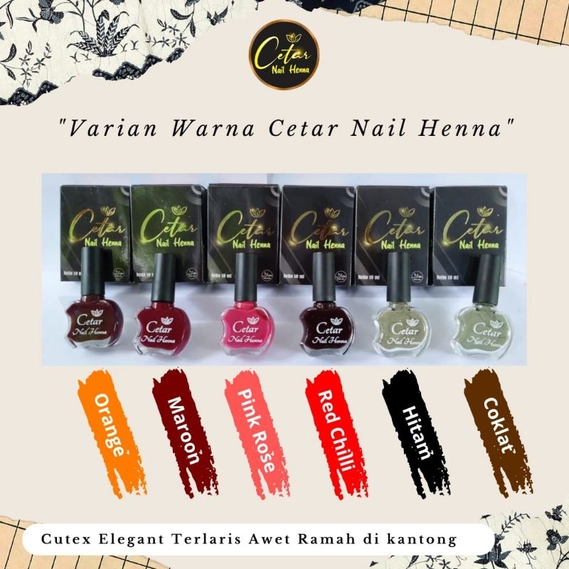 Jual Cetar vs Tuffah nail henna kutek halal wudhu cat kuku inai kuku ...