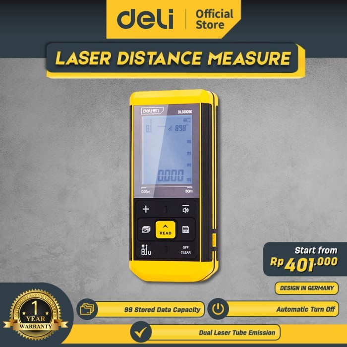 Jual Deli Tools Meteran Laser Digital / Laser Rangefinders 120 M Dual ...