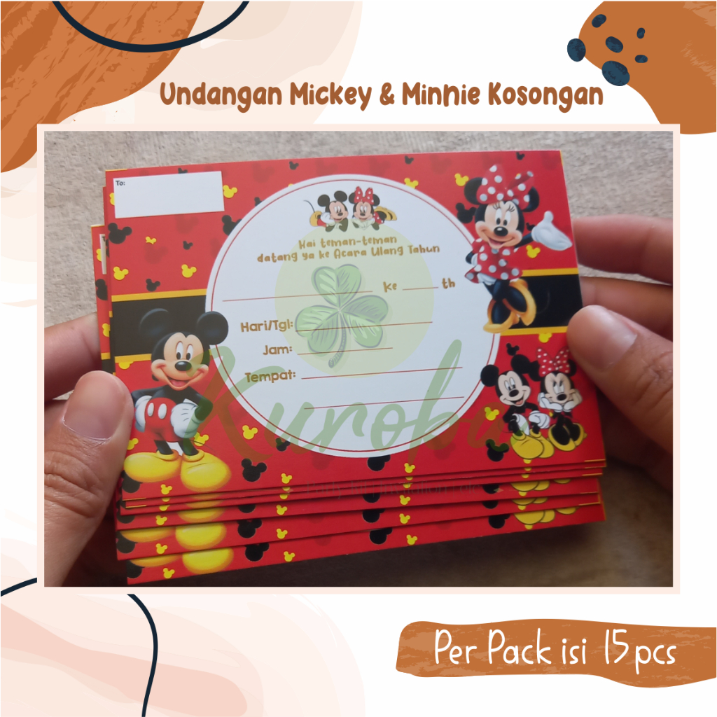 Jual Undangan Ulang Tahun Mickey Mouse Minnie Mouse isi 15pcs Free ...
