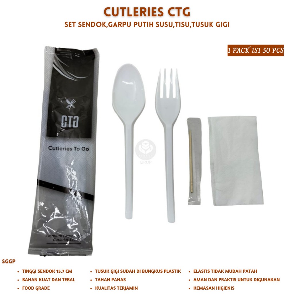 Jual Sendok Garpu Putih Susu Tisu Tusuk Gigi Cutleries Set Sendok ( Isi ...