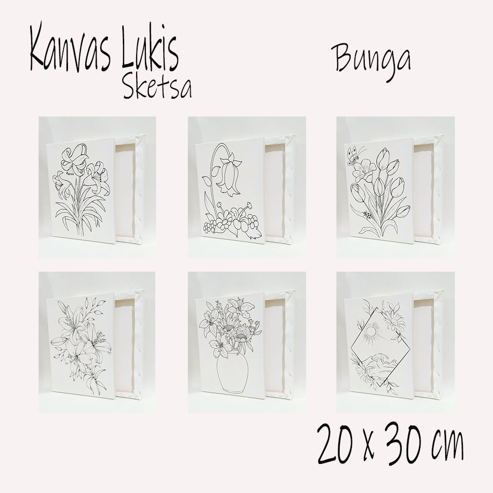Jual Kanvas Lukis Sketsa Pot Bunga 20x30 | Shopee Indonesia