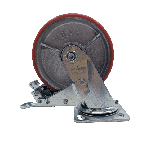 Jual Roda Xander PU Merah Roda 150mm Rem 6inch Roda Pu Rem 6inch Roda ...