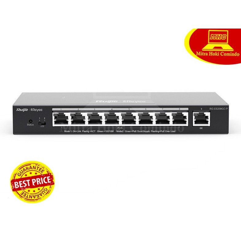 Jual Ruijie Reyee RG-ES209GC-P Cloud Managed 9 Ports Gigabit PoE Switch ...