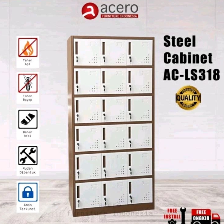 Jual loker 18 pintu lemari besi locker serbaguna dinding coklat lemari ...
