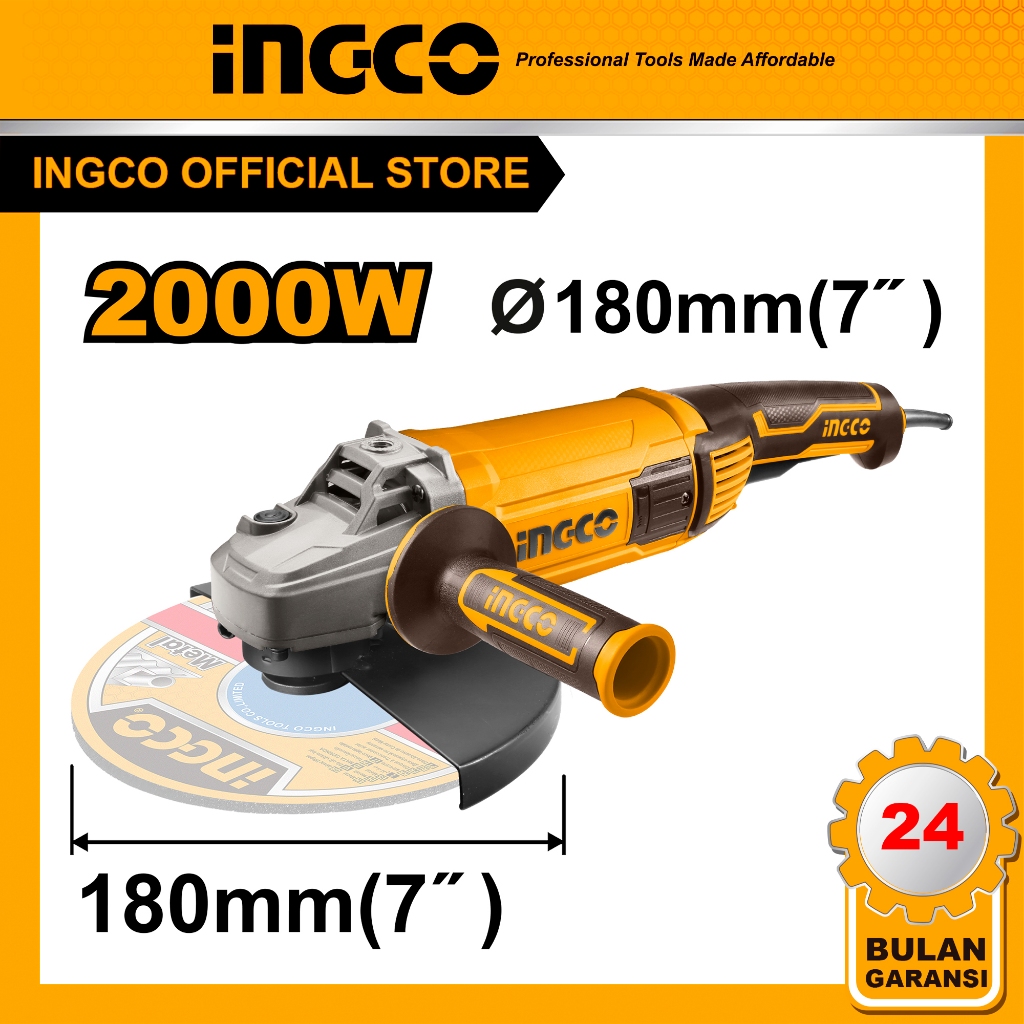 Jual (INGCO) - Angle Grinder (7"/180mm) INGCO AG200018 - Mesin Gerinda Tangan 7 Inch | Shopee ...