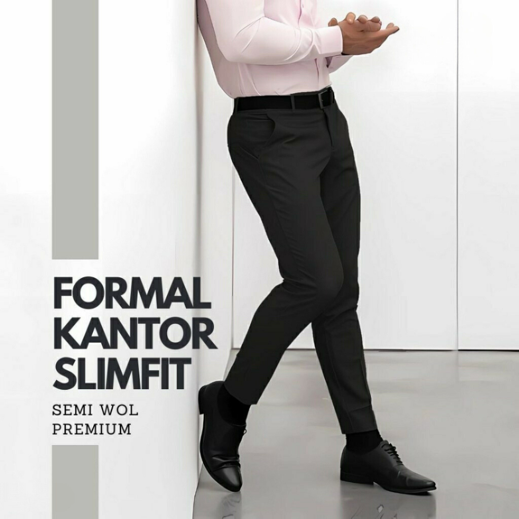 Jual Celana Bahan Dasar Slim Fit Formal Pria Sepan Kerja Pensil ...