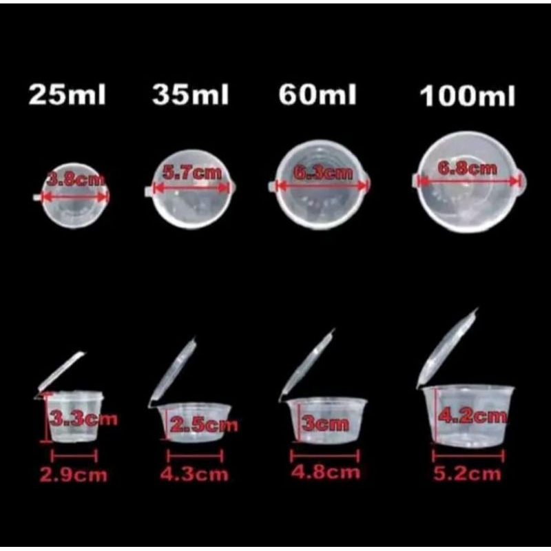 Jual Thinwall cup 25ml,35ml,60ml dan 100ml.anti tumpah @1 pack isi 50 pcs. | Shopee Indonesia