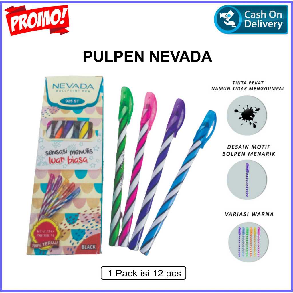 Jual 12 pcs Pulpen Nevada 1 pack isi 12 pcs - pulpen Spin - pulpen Ulir ...